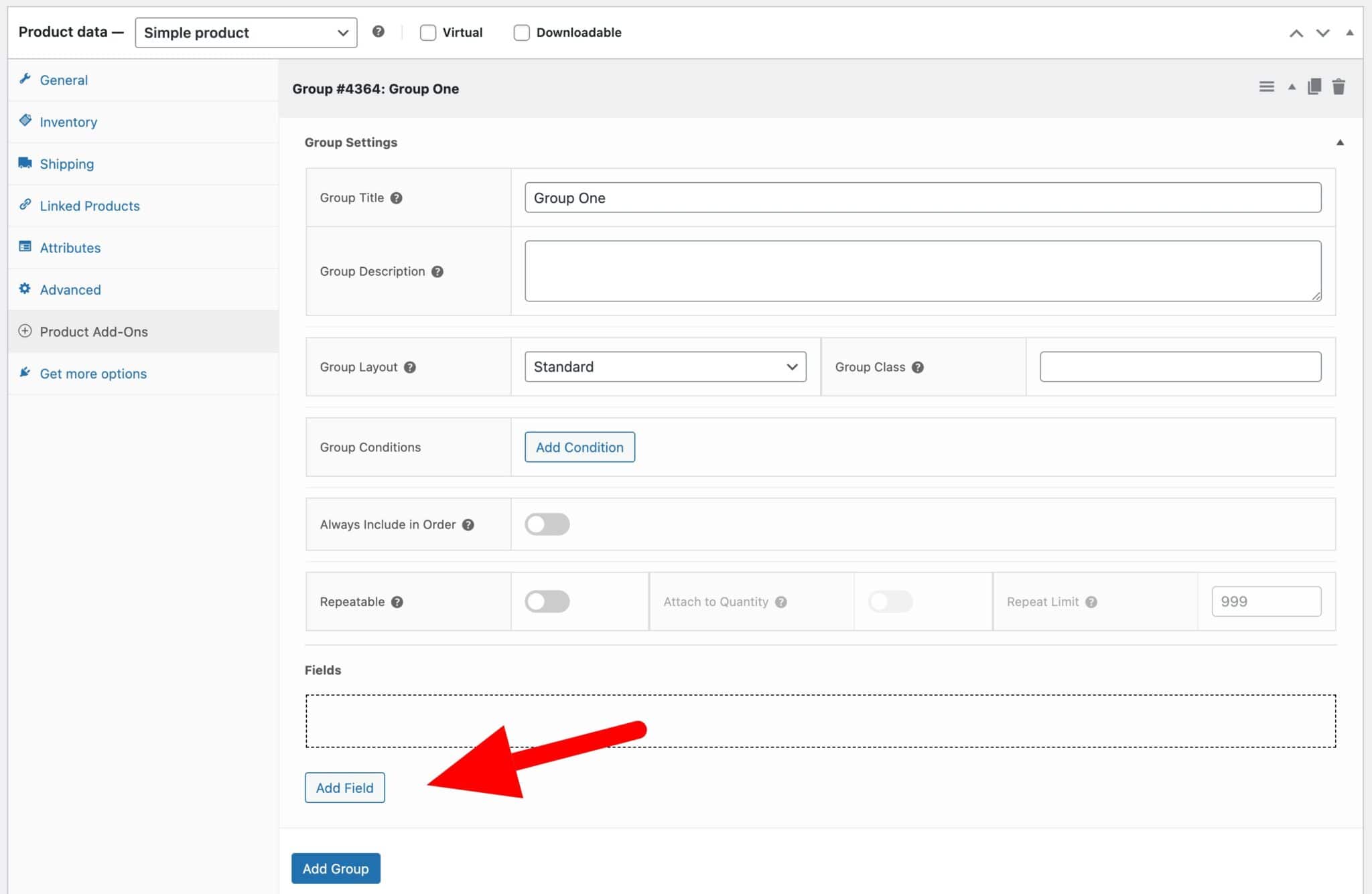 Add your first Product Add-Ons field - Plugin Republic