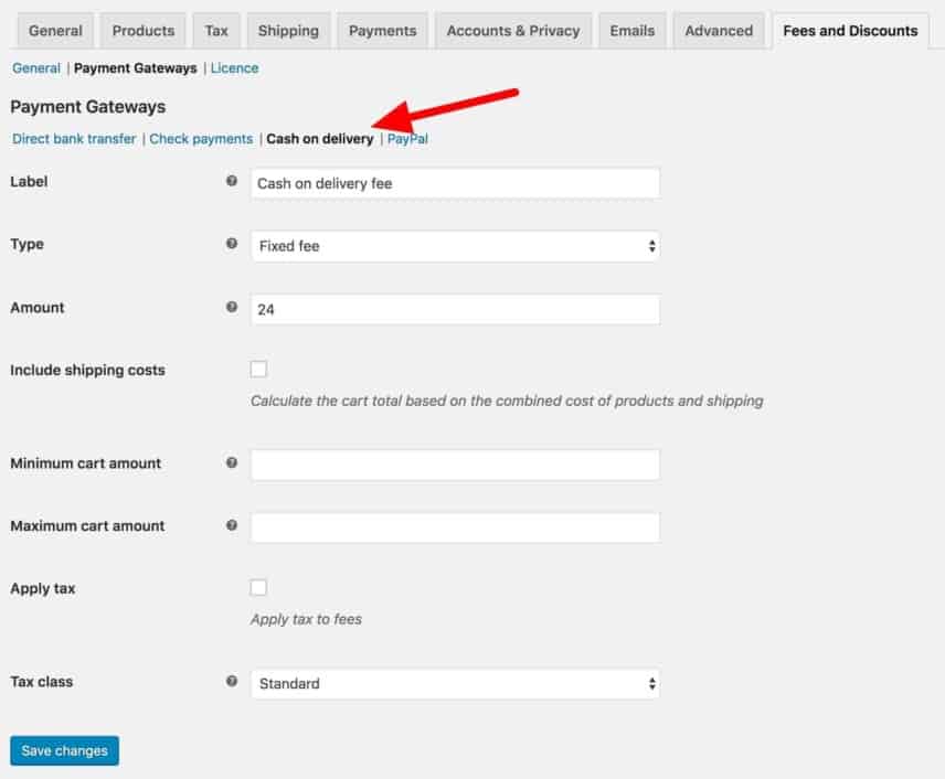 WooCommerce cash on delivery extra fee - in 2 easy steps