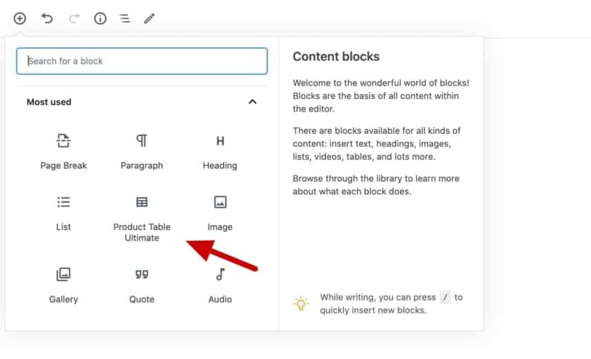 Display a product table - Plugin Republic