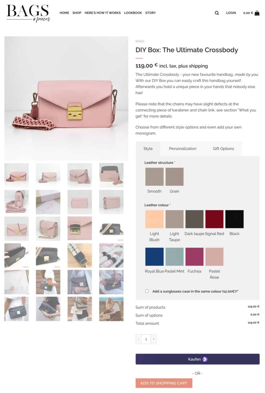 How BAGS & PIECES use Add-Ons Ultimate to sell DIY handbag kits