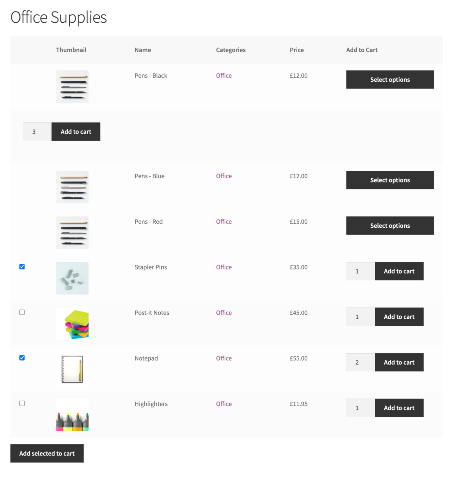 How to list WooCommerce product variations in a table