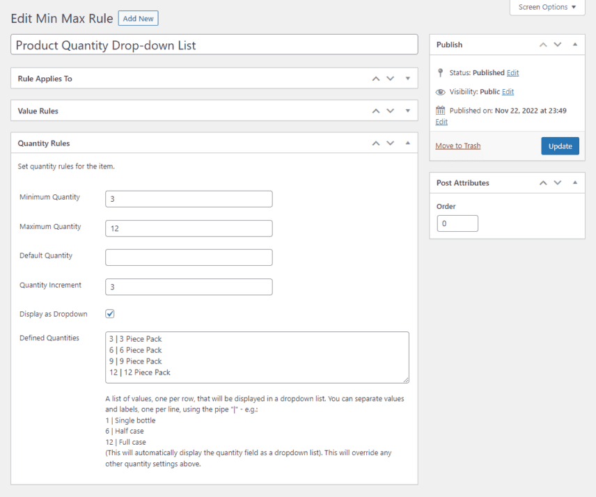 How to show WooCommerce product quantities in a drop-down list