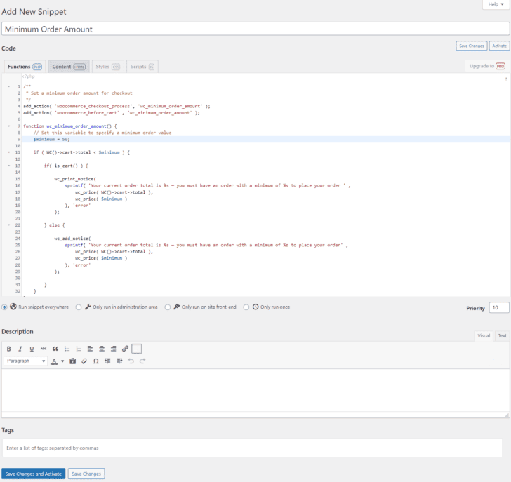 How to set minimum order amounts in WooCommerce