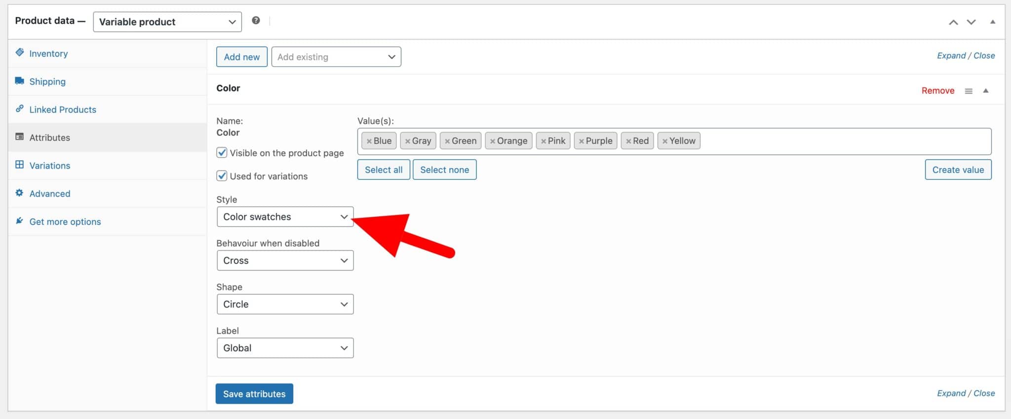 How to add color variations in WooCommerce products
