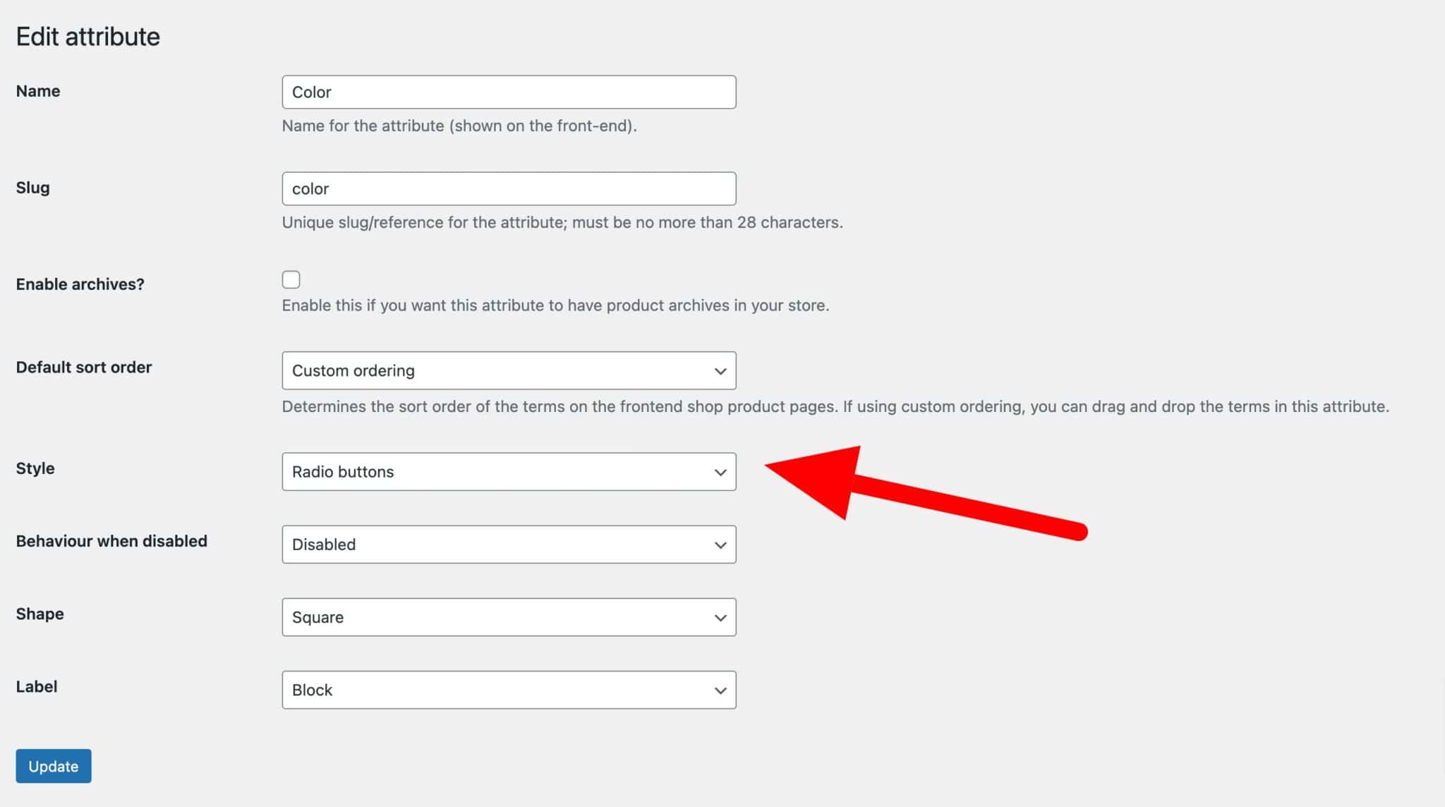 How to display WooCommerce variations as radio buttons