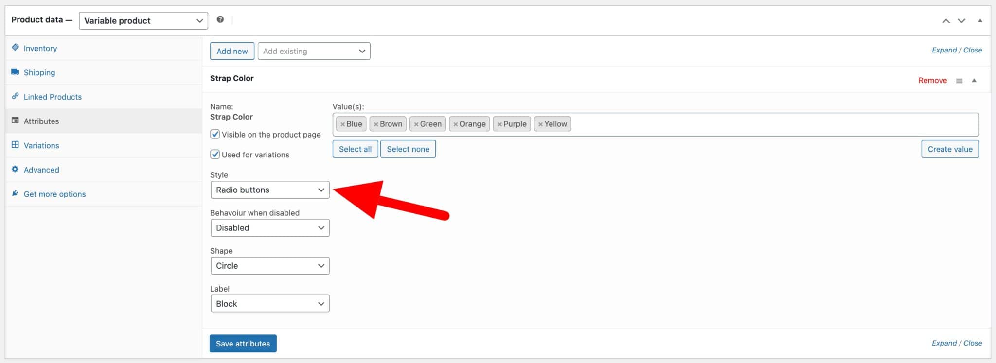 How to display WooCommerce variations as radio buttons