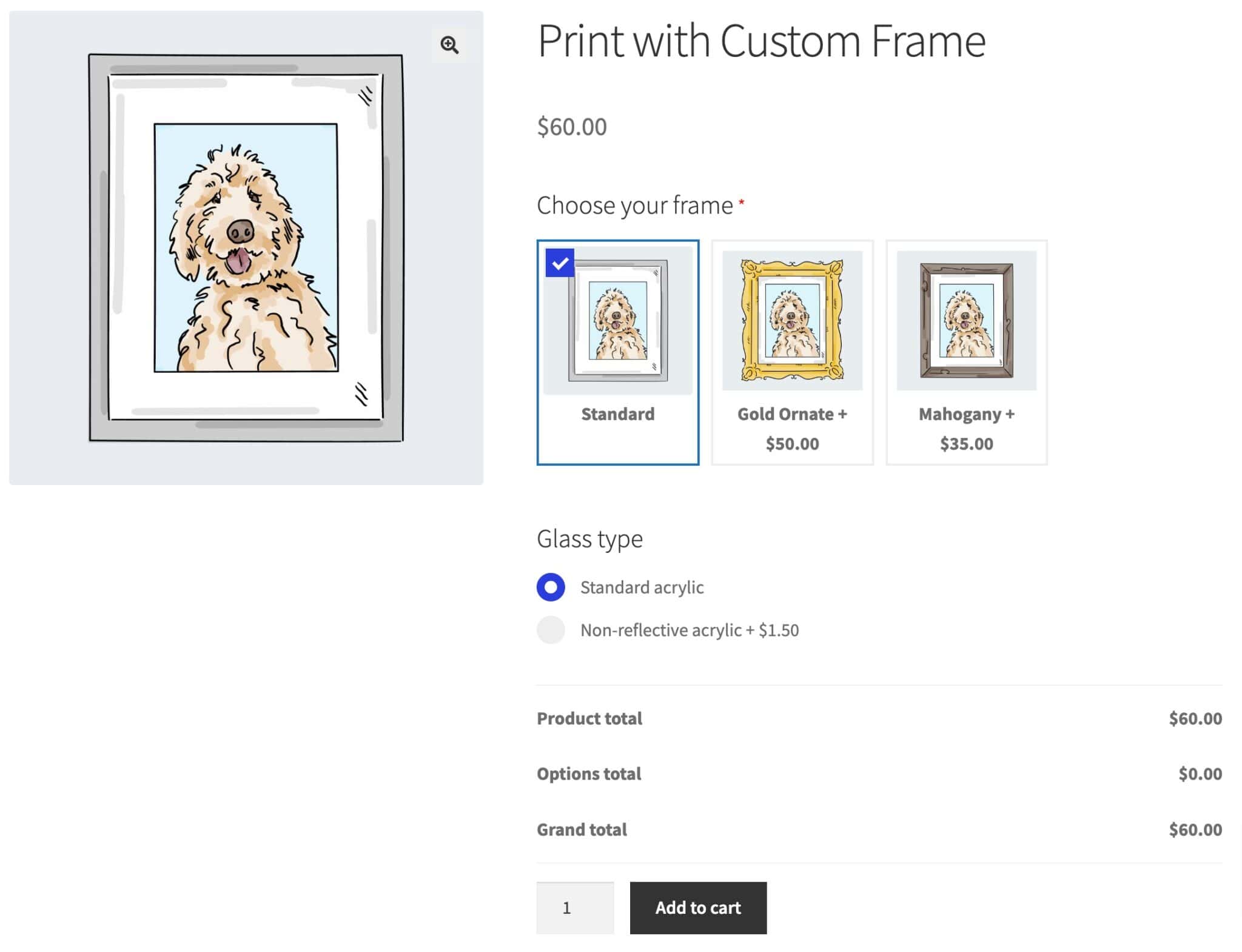 Create custom portrait and framing products in WooCommerce