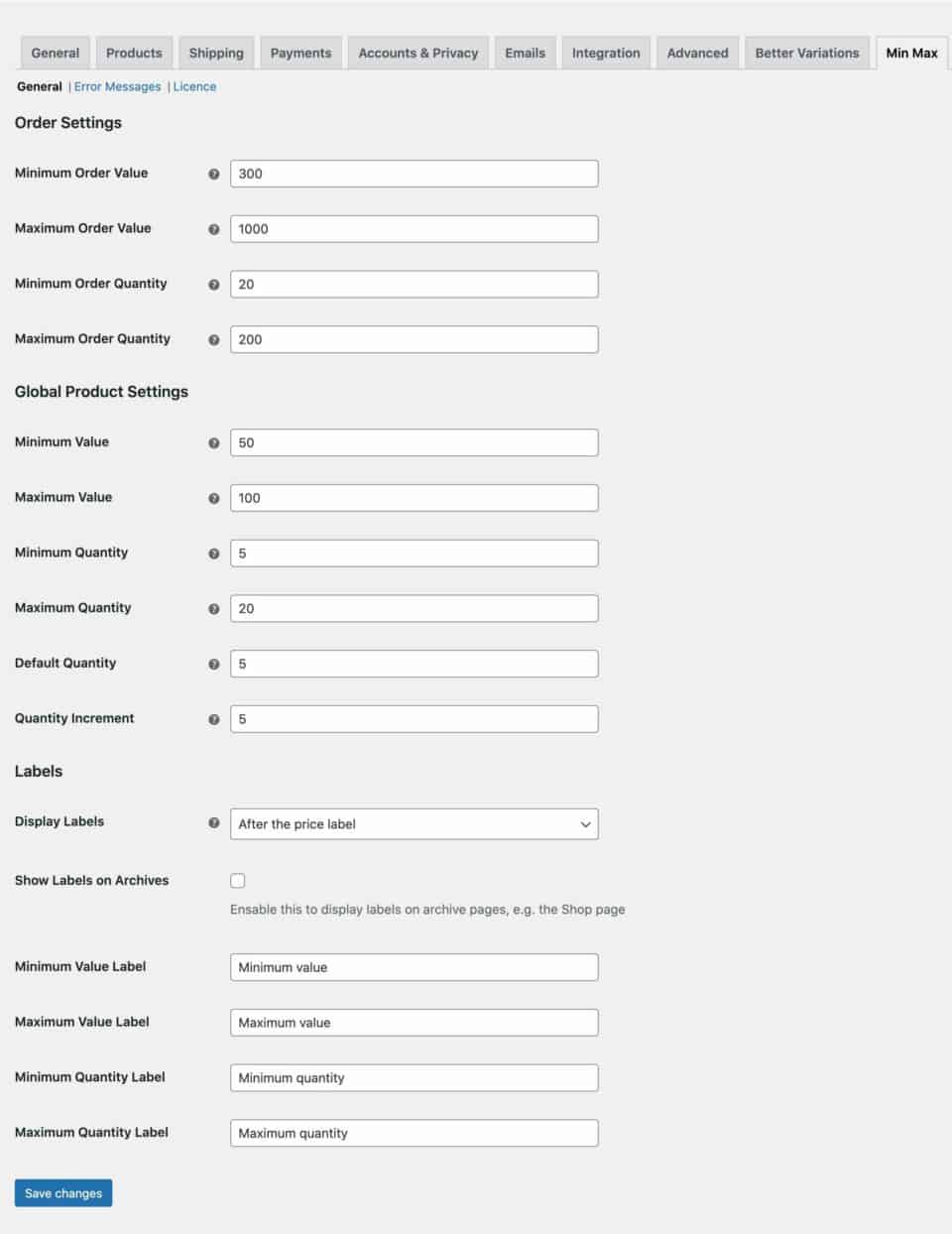 WooCommerce Minimum Maximum Quantity and Order Plugin